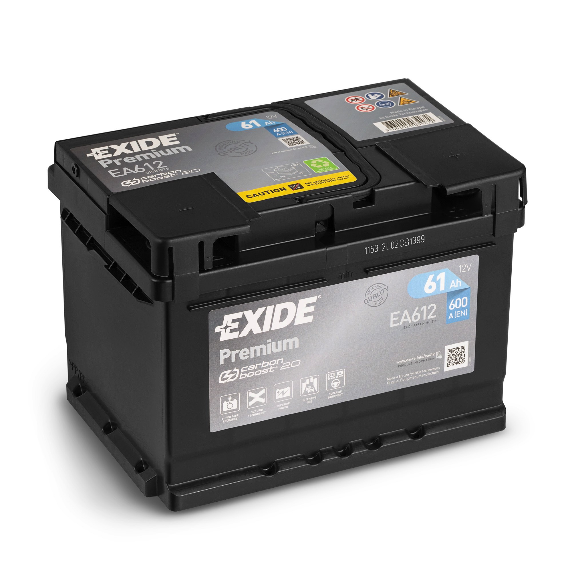 Аккумулятор Exide 61Ah 600A Premium EA612 купить | Низкая цена